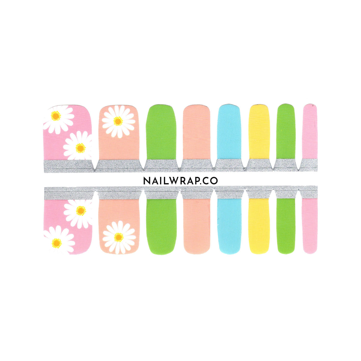 Rainbow Daisy (Pedicure) by NAILWRAP.CO | DIY Self Care Manicure Kit
